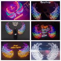 China Customized Size Discount LED Neon Sign for Happy Birthday Logo Wings Halloween Bar Sign for sale