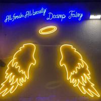 China Customized Size Discount LED Neon Sign for Happy Birthday Logo Wings Halloween Bar Sign for sale