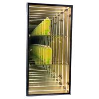China 2024 Luxury Wooden LED Light Neon Mirror Display Case for Wall Mounted Wine Cabinet for sale