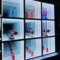 China 2024 High Brightness LED Light Magic Mirror Display Case for Retail Store Wine Glass for sale