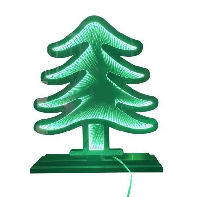 China 40cm Custom Christmas Neon Abyss Mirror Santa Infinity Mirror Sign Lights for Holiday for sale