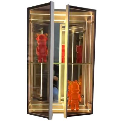 China 2024 High Brightness LED Light Glass Infinity Mirror Display Cabinet for Living Room for sale