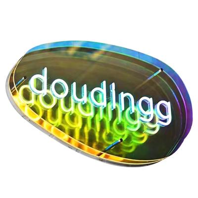 China Multi Layer Mirror 3D Neon Sign Mirror with Custom Color Gradient LED Logo Perfect for sale
