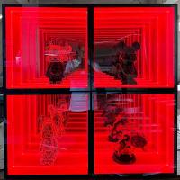 China 2024 High Brightness LED Light Glass Infinity Mirror Display Cabinet for Living Room for sale