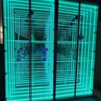 China Customizable Purple Lego Wine Rack with LED Strip Light and Infinity Display Cabinet for sale