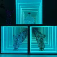 China Customizable Purple Lego Wine Rack with LED Strip Light and Infinity Display Cabinet for sale