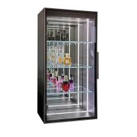 China Elevate Your Living Room with Fashionable Glass Door LED Infinity Mirror Wine Cabinet for sale