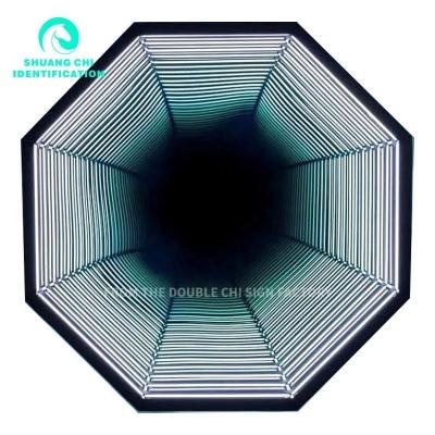 China Neon Abyss Mirrors Bring Modern Twist to 3D Mirror Neon Dance Floor for DJ Disco Party for sale