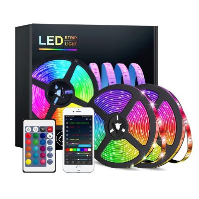 China 12V 50ft 15M 5050 RGB LED Strip Music Sync Color Changing with Remote and App Control for sale