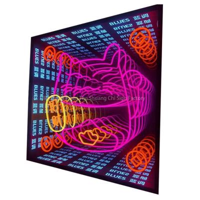 China 3D Neon Abyssal Mirror with Customized Design and 80lm/w Lamp Luminous Efficiency for sale