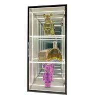 China 2024 Glass Jewelry 3D Infinity Mirror Display Case High Brightness LED Light Included for sale