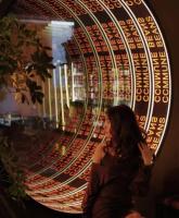 China AC Power Supply Neno Lights Animated Logo Image Playback Remote Control Hologram Fan Infinity Mirror for sale