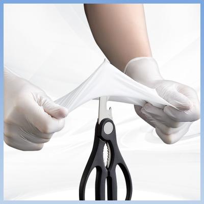China White Disposable Nitrile Gloves 8 Mil Multi Purpose Industrial Food Safe 100 Pcs for sale