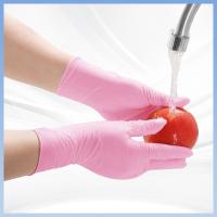 China Pink Disposable Nitrile Gloves Industrial Household Powder Free S M L XL 100 Pcs Box for sale