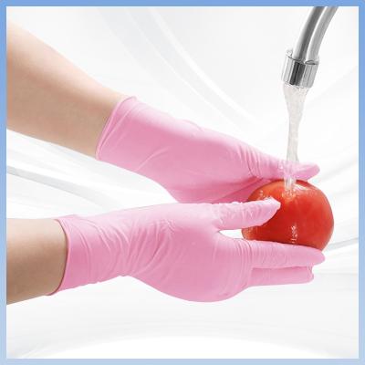 China Pink Disposable Nitrile Gloves Industrial Household Powder Free S M L XL 100 Pcs Box for sale