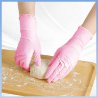 China Disposable Pink Nitrile Gloves Antibacterial Powder Free S M L XL 100 Pcs Box for sale