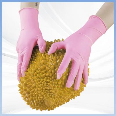 China Disposable Pink Nitrile Gloves Antibacterial Powder Free S M L XL 100 Pcs Box for sale