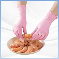 China Disposable Pink Nitrile Gloves Antibacterial Powder Free S M L XL 100 Pcs Box for sale