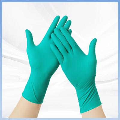 China Powder Free Green Disposable Nitrile Gloves 100 Pcs Box ASTM D6319 for sale