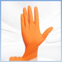 China Anti Slip Disposable Nitrile Gloves Heavy Duty 7Mil 8Mil Orange Textured for sale