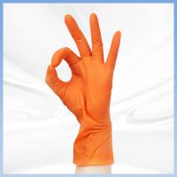 China Anti Slip Disposable Nitrile Gloves Heavy Duty 7Mil 8Mil Orange Textured for sale