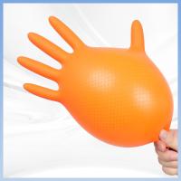 China Orange Diamond Textured Disposable Nitrile Gloves Latex Free 100 Pcs Box for sale