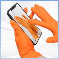 China Orange Diamond Textured Disposable Nitrile Gloves Latex Free 100 Pcs Box for sale
