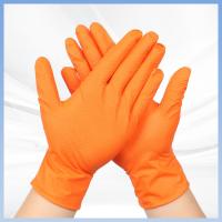China Orange Diamond Textured Disposable Nitrile Gloves Latex Free 100 Pcs Box for sale