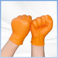China Diamond Textured Nitrile Work Gloves 8mil 9mil Orange Disposable Gloves 100pcs for sale