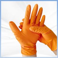 China Small Orange 8 Mil Nitrile Disposable Gloves Diamond Grip 100pcs/ Box for sale