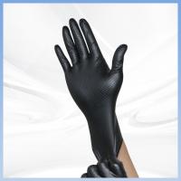 China Disposable Nitrile Gloves Black Diamond Pattern Oil Proof Wear Resistant for Car Repair 100 Pcs per Box for sale