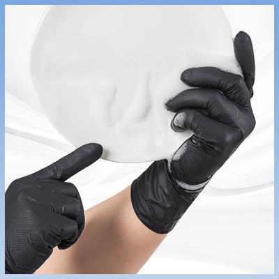 China Black Diamond Texture Disposable Nitrile Gloves Powder Free 100 Pcs Box ASTM D6319 for sale
