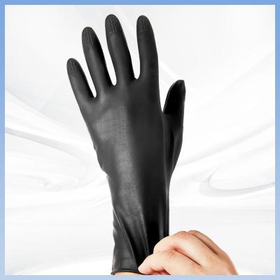 China Black Latex Disposable Gloves Textured Fingertips S M L XL ASTM D6319 for sale