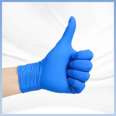 China Blue Synthetic Nitrile Gloves 4mil 9 Inch 100pcs Box Heavy Duty Disposable for sale