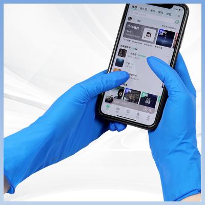China Disposable 9 Inch Blue Synthetic Nitrile Gloves S M L XL 100pcs Box ASTM for sale