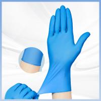 China Disposable 9 Inch Blue Synthetic Nitrile Gloves Antistatic Medical Exam Gloves 100pcs for sale