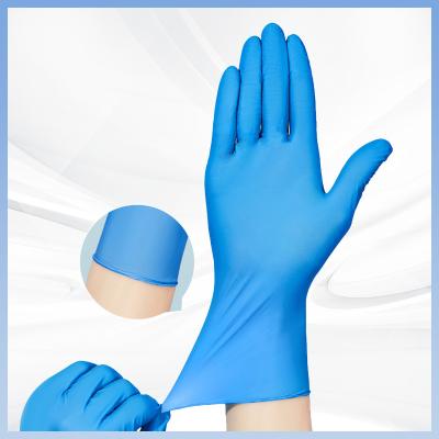 China Disposable 9 Inch Blue Synthetic Nitrile Gloves Antistatic Medical Exam Gloves 100pcs for sale