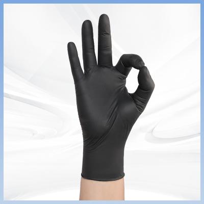 China Powder Free Latex Free Nitrile Safety Gloves 9 Inch Food Processing Disposable Black for sale