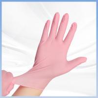 China Pink Synthetic Nitrile Disposable Gloves 9 Inch for Dental Exam S M L XL for sale