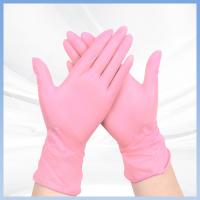 China 9 Inch Pink Nitrile Disposable Gloves 100pcs Box S M L XL ASTM Certified for sale