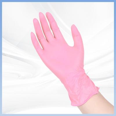 China 9 Inch Pink Nitrile Disposable Gloves 100pcs Box S M L XL ASTM Certified for sale