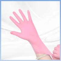 China 9 Inch Pink Nitrile Disposable Gloves 100pcs Box S M L XL ASTM Certified for sale