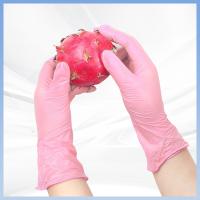 China Disposable Pink Synthetic Nitrile Gloves 9 Inch Food Prep Cleaning S M L XL for sale