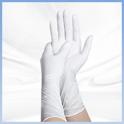 China White Disposable Synthetic Nitrile Gloves 9 Inch Non Toxic Hypoallergenic for sale