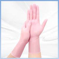 China Pink Disposable Synthetic Nitrile Gloves Powder Free 12 Inch ASTM Certified for sale