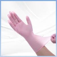 China Food Grade Antibacterial Disposable Synthetic Nitrile Gloves 12 Inch Pink S M L XL for sale