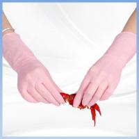 China Pink Synthetic Nitrile Disposable Gloves 12 Inch 100pcs Box S M L XL for sale