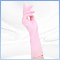 China 12 Inch Thick Pink Nitrile Disposable Gloves Chemical Resistant Lab Safety S M L XL 100pcs for sale