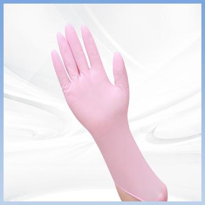 China 12 Inch Thick Pink Nitrile Disposable Gloves Chemical Resistant Lab Safety S M L XL 100pcs for sale