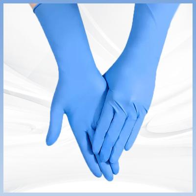 China Blue Synthetic Nitrile Gloves 4mil Powder Free Disposable Hand Protection S M L XL for sale